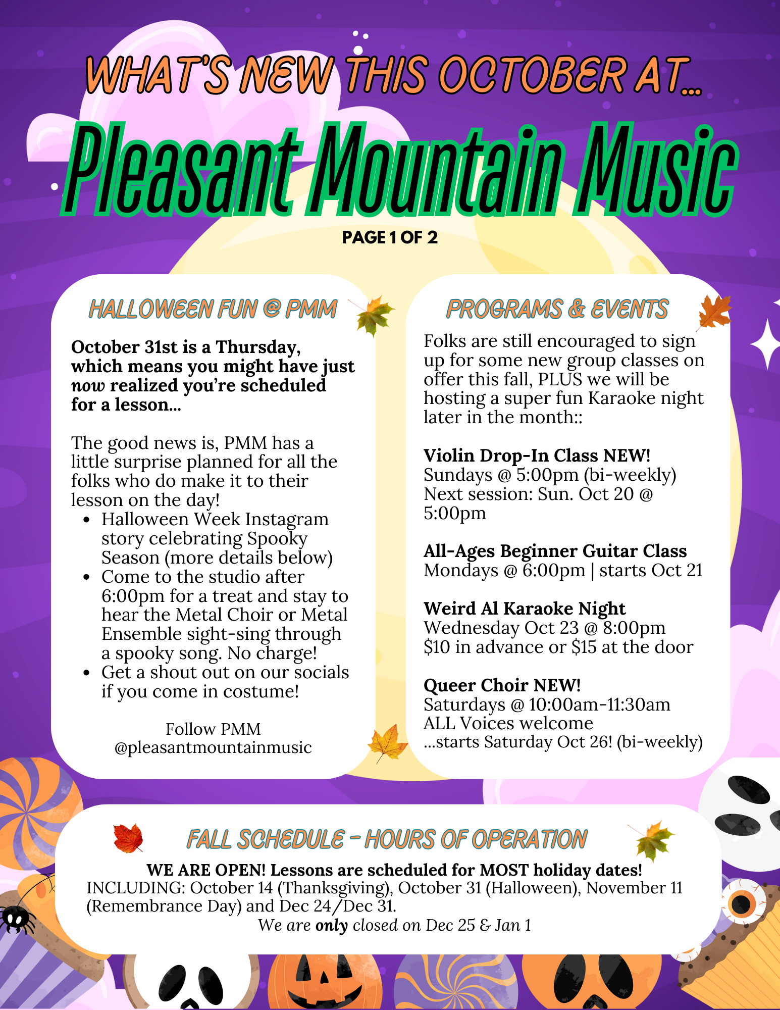 October 2024 Newsletter - Pleasant Mountain Music